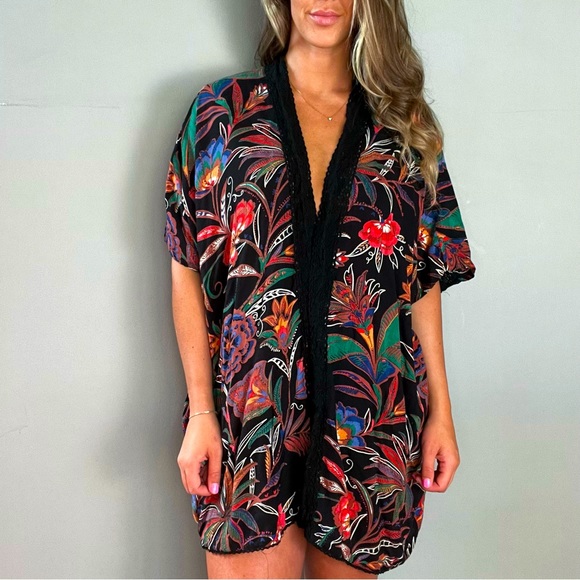 Angie | Swim | Angie Black Bold Color Longline Duster Beach Swim Cover ...